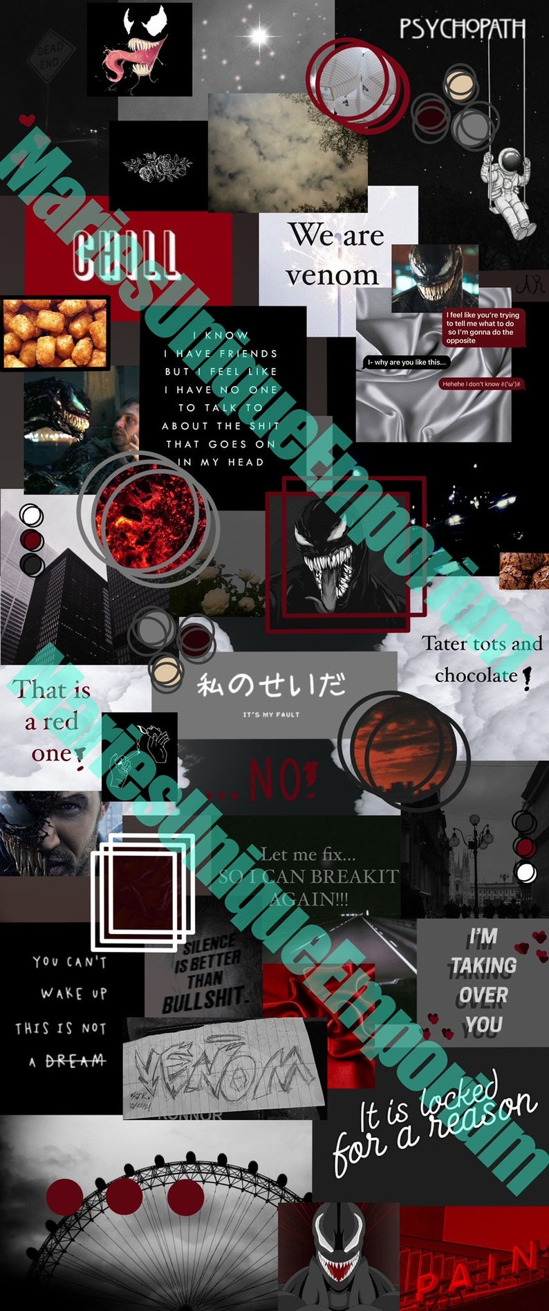 Venom Digital Collage Wallpaper (JPEG) Custom Made by Hand - Etsy Australia