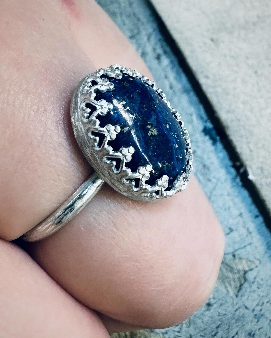 Sterling Silver Lapis Ring - Etsy