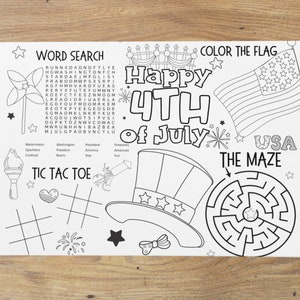 Printable 4th of July Activity Sheet / Placemat Activity - Etsy