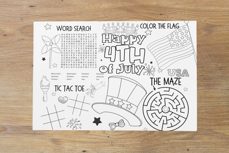 Printable 4th of July Activity Sheet / Placemat Activity Coloring Page ...