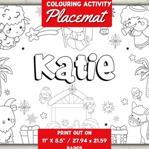Personalised Christmas Colouring Placemat, Christmas Nativity Colouring ...