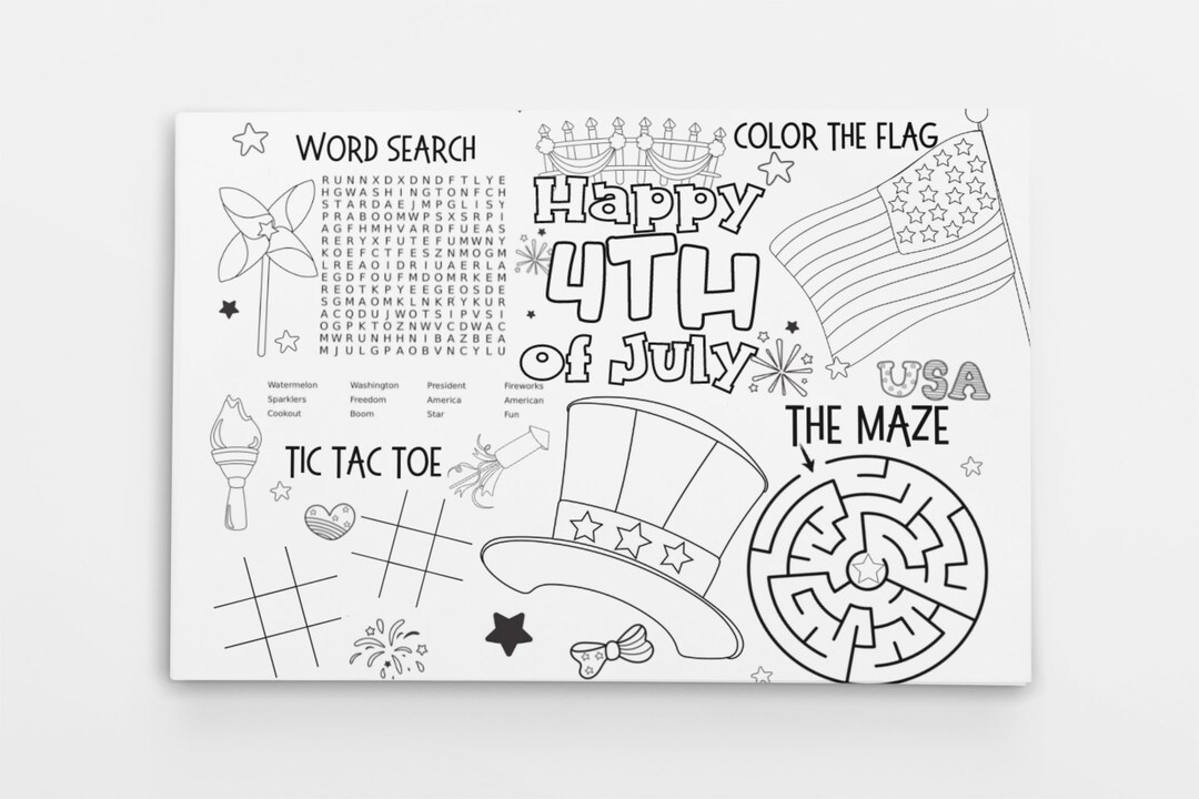 Printable 4th of July Activity Sheet / Placemat Activity Coloring Page ...