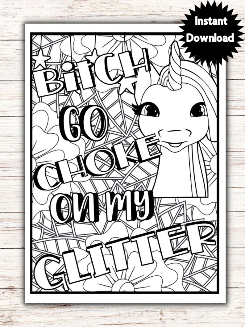 Swear Word Coloring Pages, Swearing Unicorn Cuss Words Printable ...