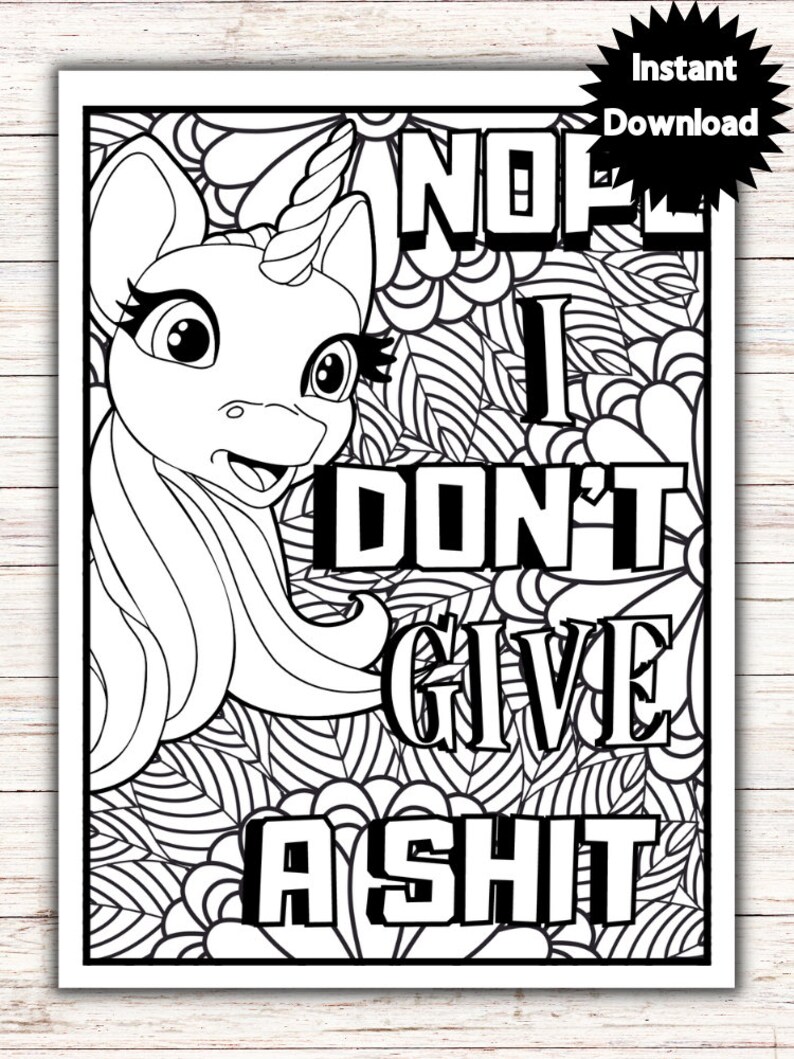 Swear Word Coloring Pages, Swearing Unicorn Cuss Words Printable ...