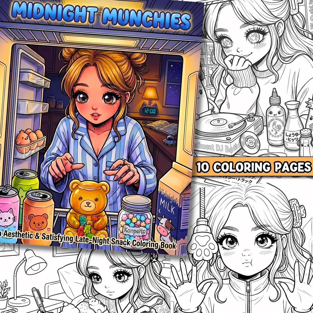 Midnight Munchies Coloring Book | Late Night Snacks, Cozy Vibes ...