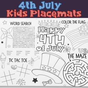 Printable 4th of July Activity Sheet / Placemat Activity - Etsy