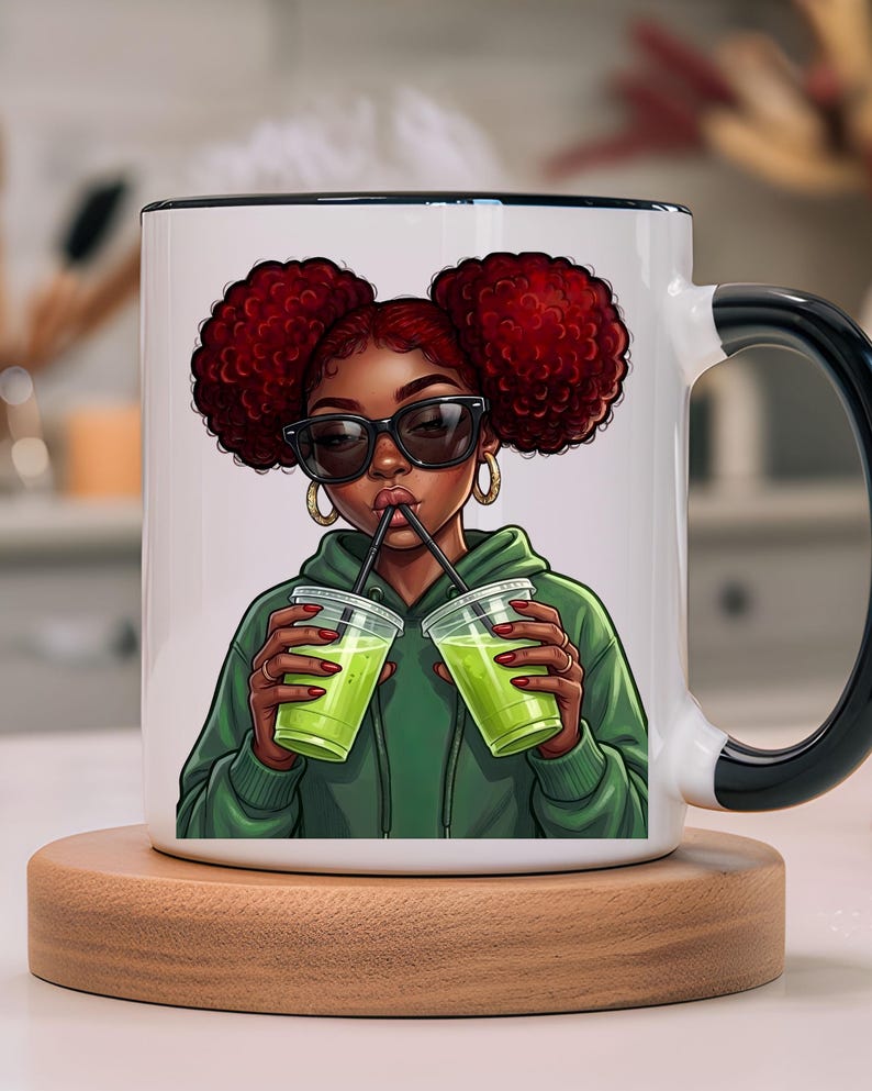 Matcha & Melanin Clip Art, Black Girl, Cozy Cafe Graphics (24 PNG) - Etsy