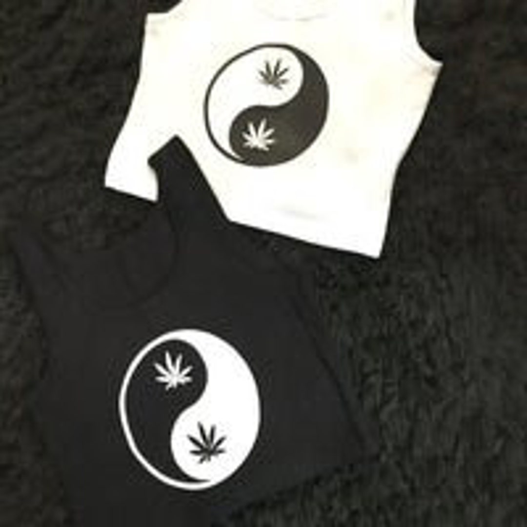 Weed Leaf Yin Yang Fitted Crop Top - Etsy
