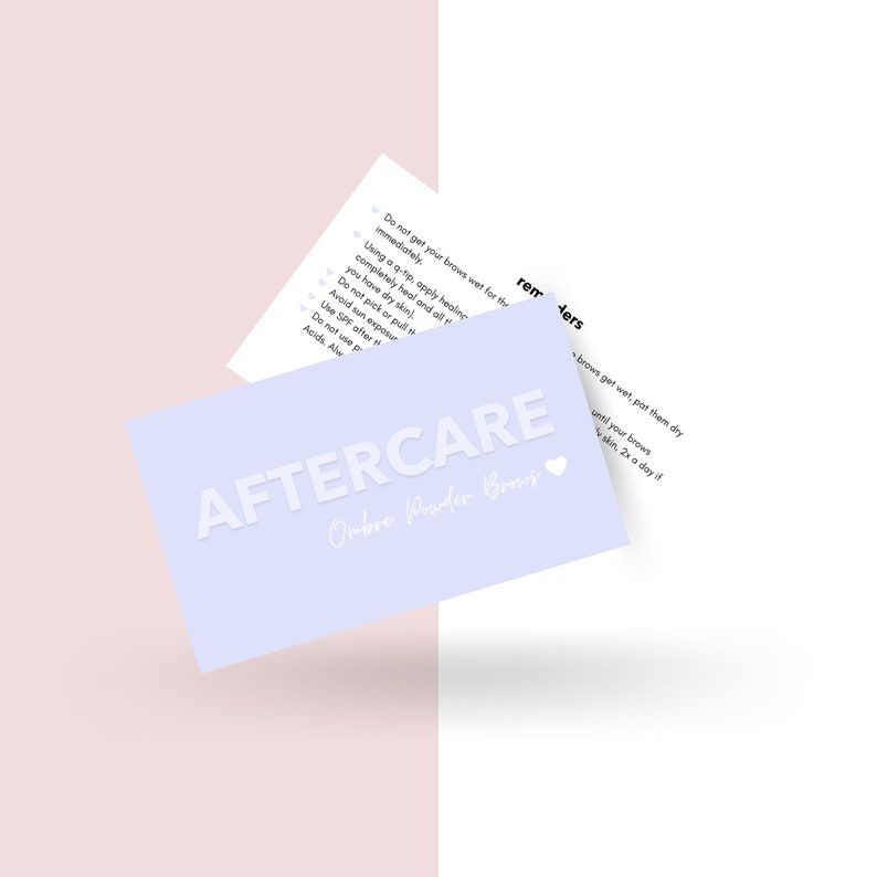 Brow Aftercare Card, Editable Aftercare Card, Brow Tattoo, Brow ...
