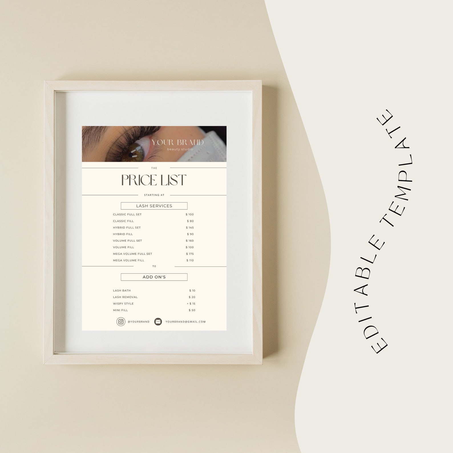 Editable Price List Template, Printable Minimalist Business Pricing ...