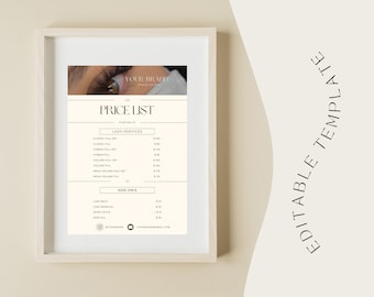 Editable Price List Template Printable Minimalist Business - Etsy