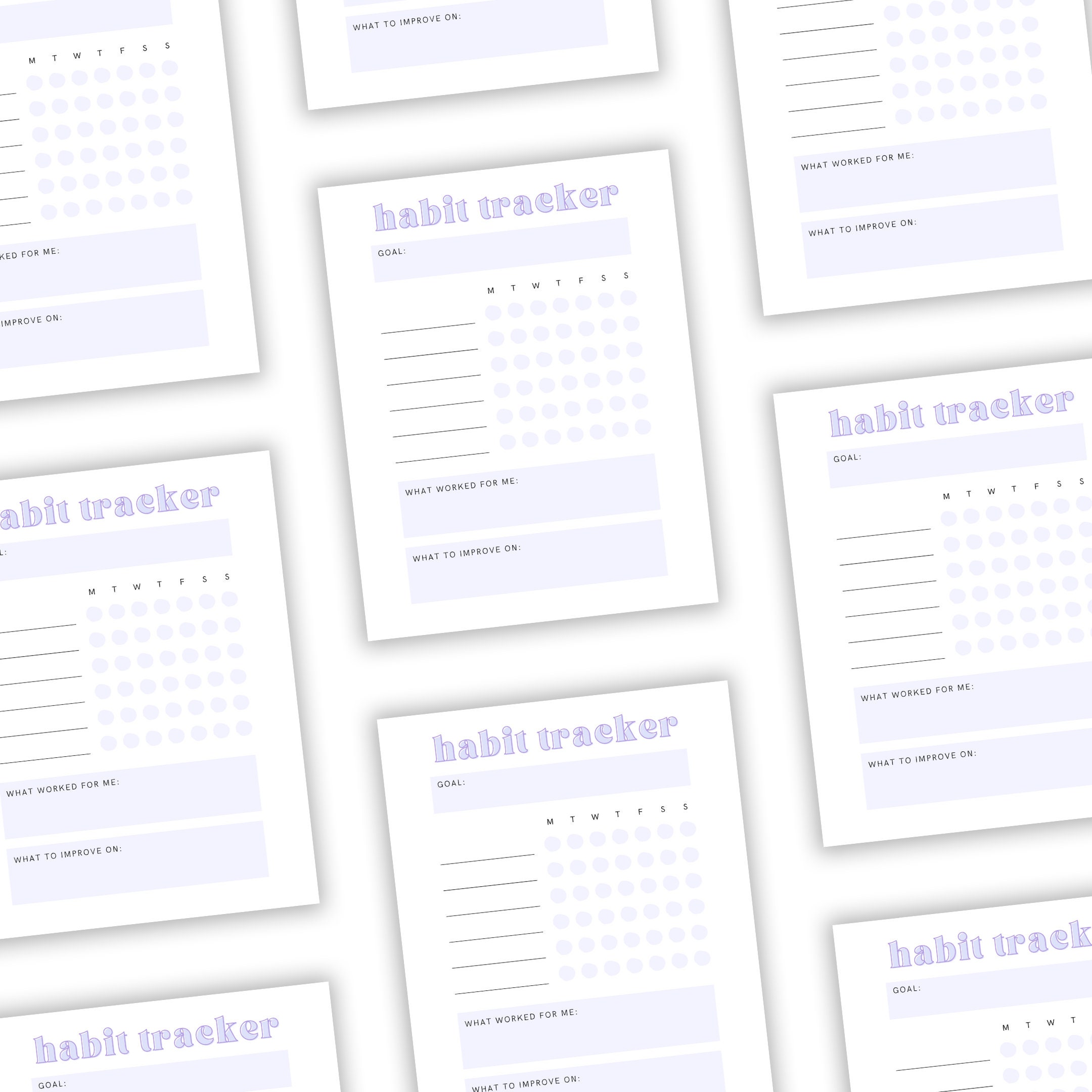 Printable Habit Tracker, Purple Downloadable Habit Tracker, Print at ...
