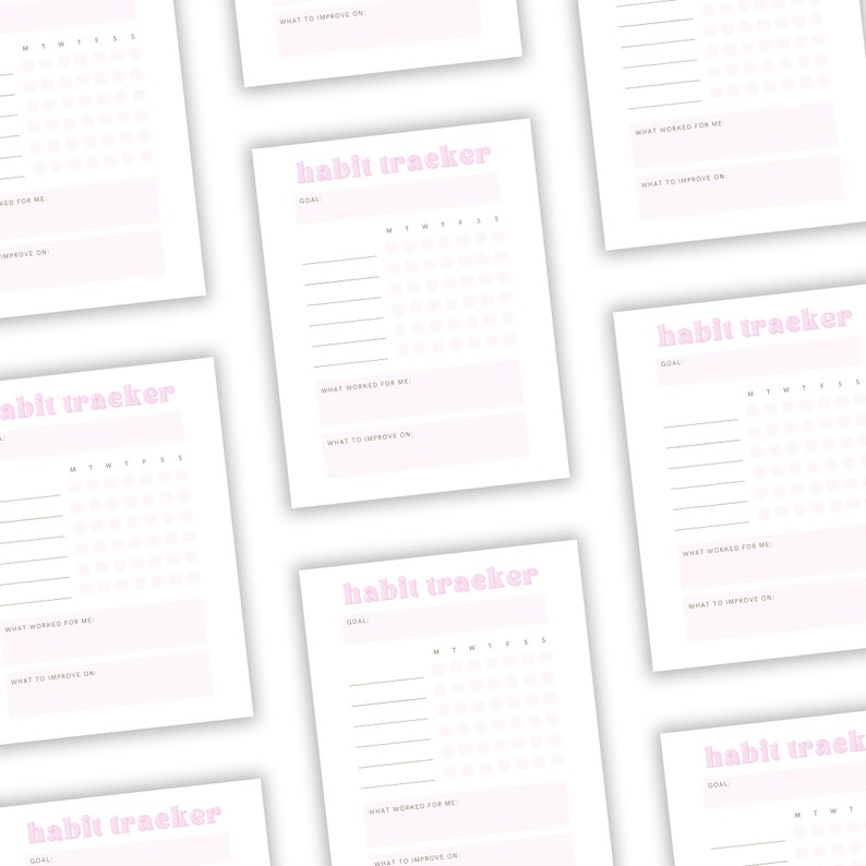 Printable Habit Tracker, Pink Downloadable Habit Tracker, Print at Home ...