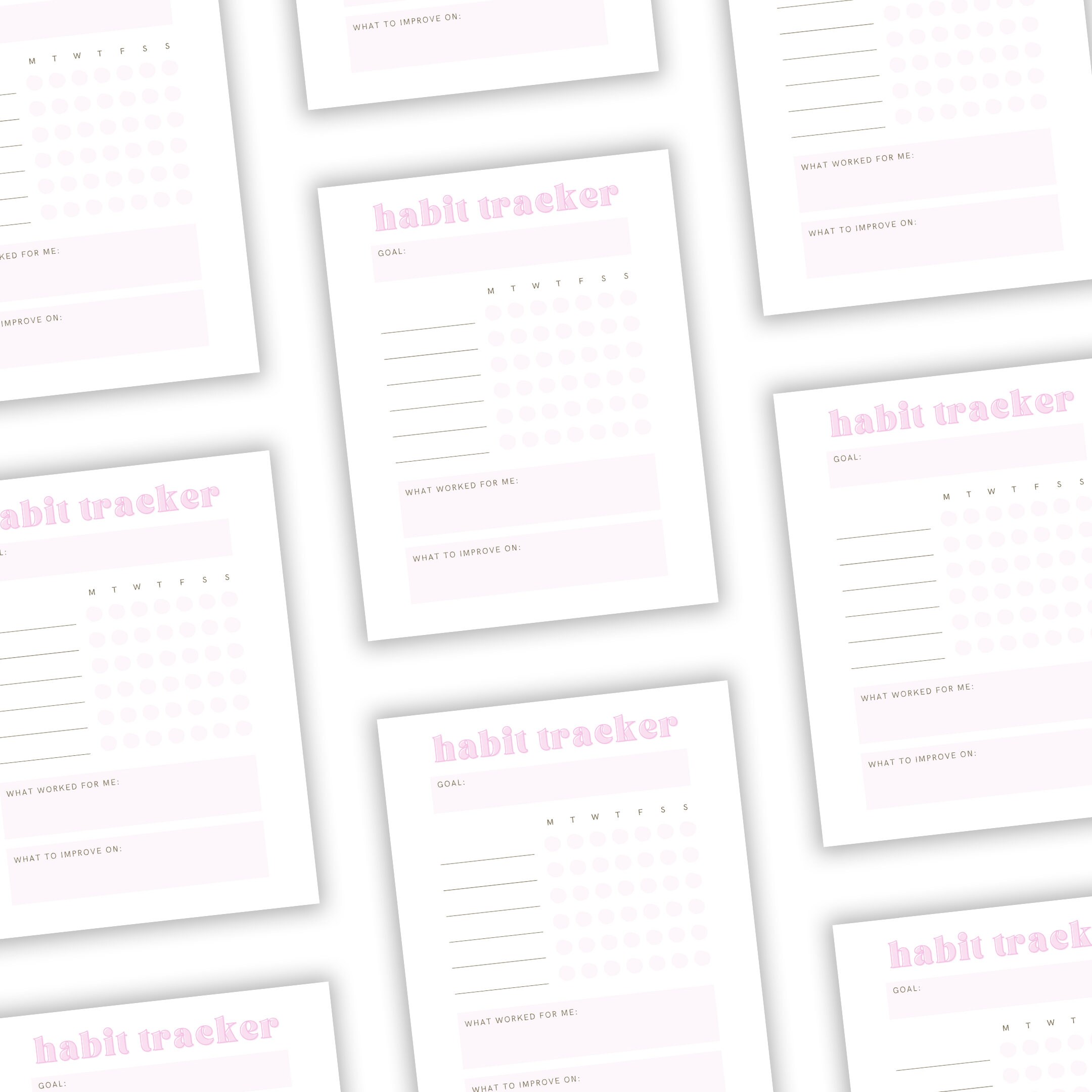 Printable Habit Tracker, Pink Downloadable Habit Tracker, Print at Home ...