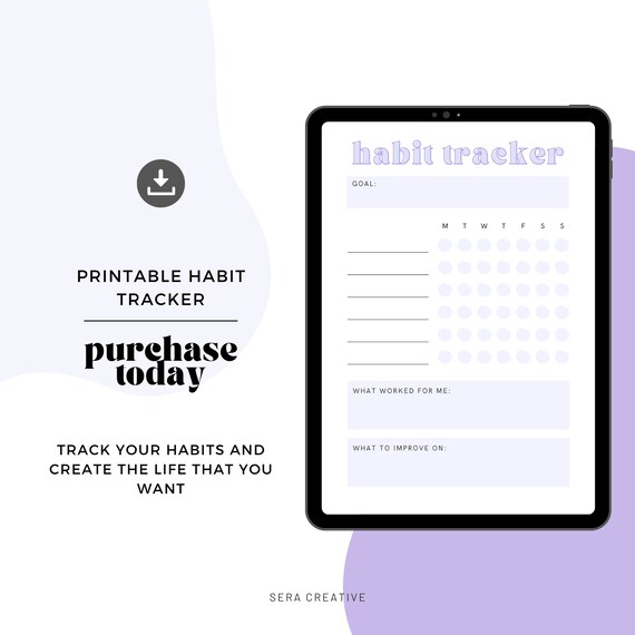 Printable Habit Tracker Purple Downloadable Habit Tracker - Etsy