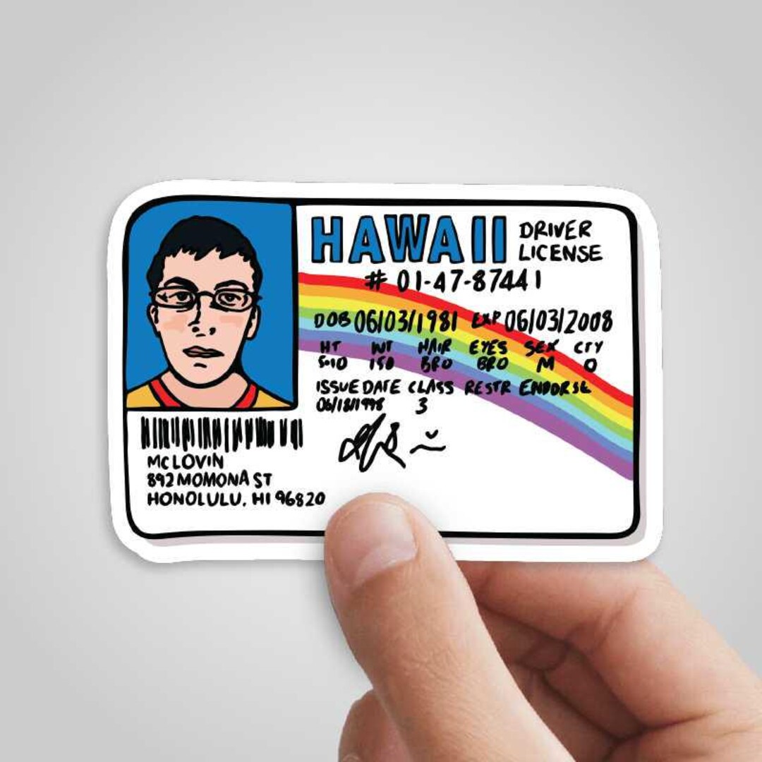 Mclovin Hawaii Driver's License Sticker Comedy Movie Fan Mclovin Credit Card Sticker Cool Gift ...