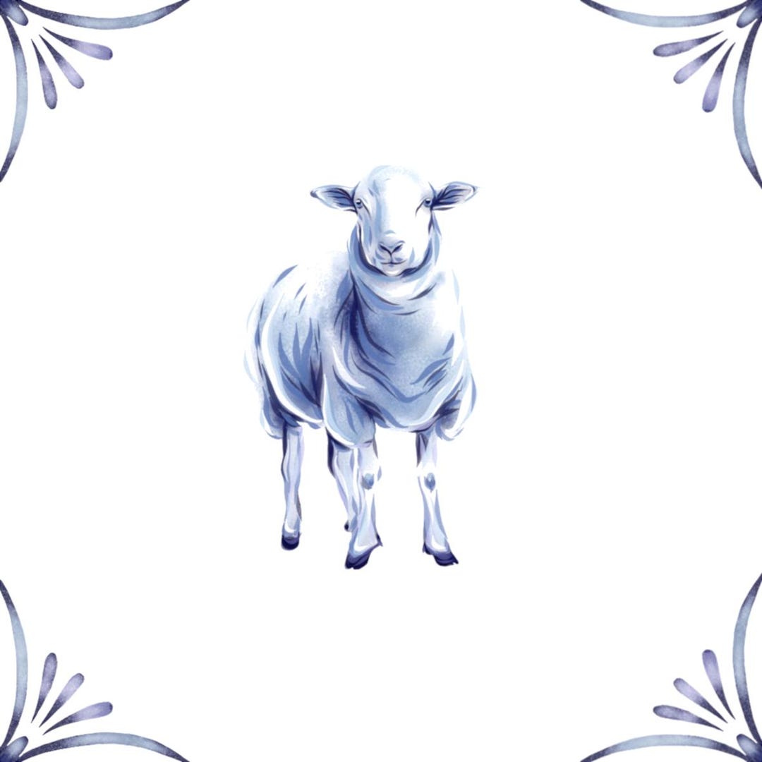 Delft Blue Ceramic Tile- Sheep︱bathroom Tile, Splashback, Kitchen Tiles ...