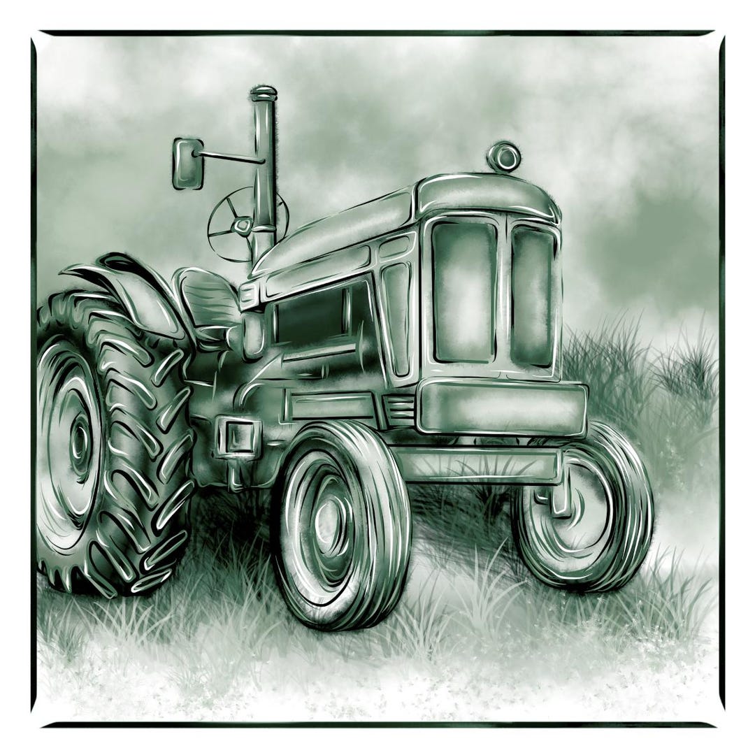 Delft Green Ceramic Tile- Tractor Farm Scene︱bathroom Tile, Splashback ...