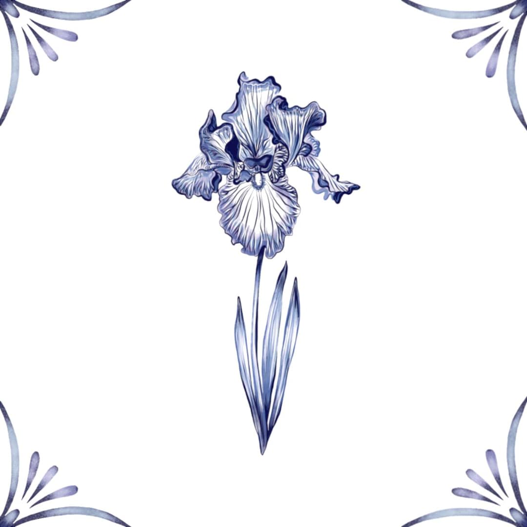 Delft Blue Ceramic Tile- Iris︱bathroom Tile, Splashback, Kitchen Tiles ...