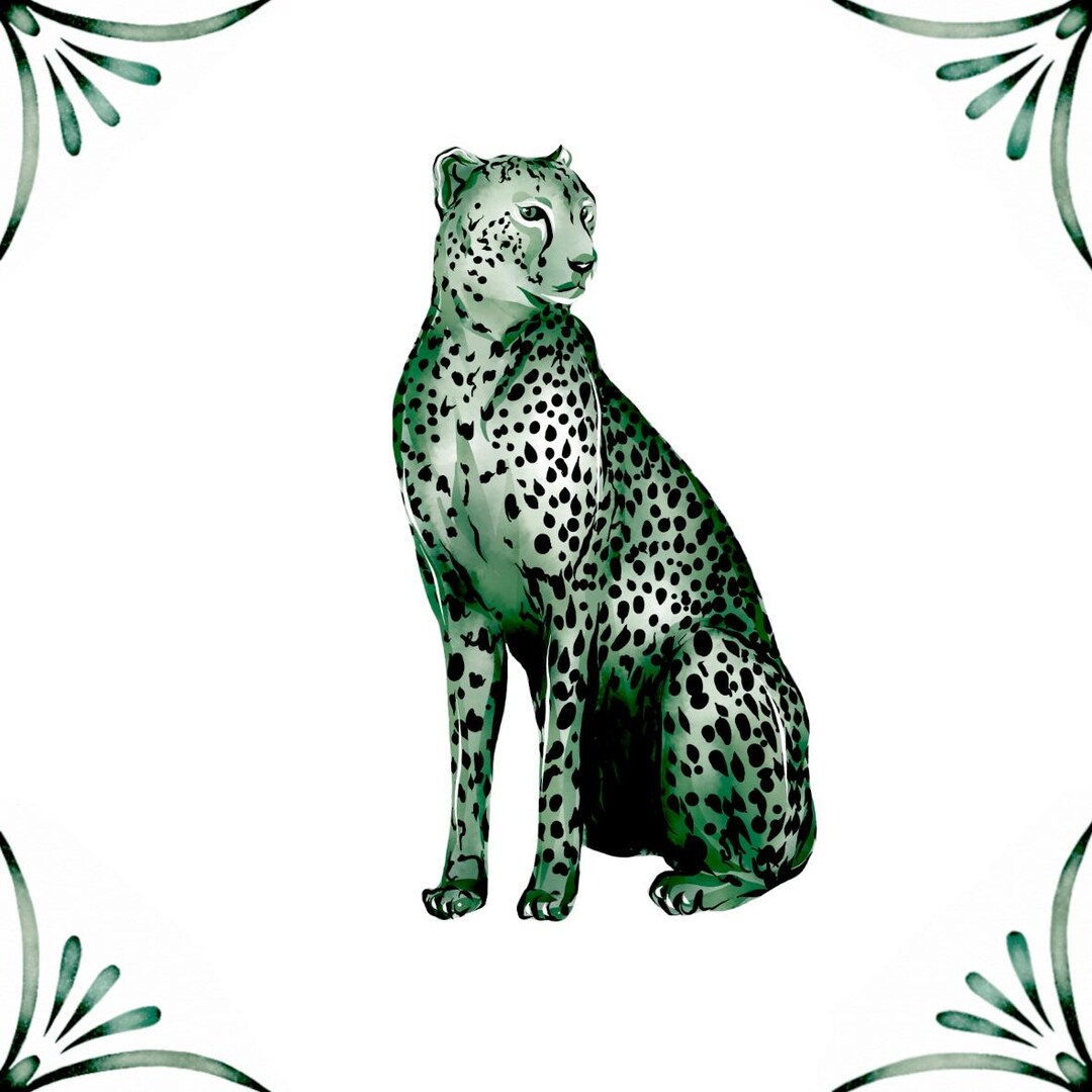 Delft Green Ceramic Tile- Cheetah︱bathroom Tile, Splashback, Kitchen ...