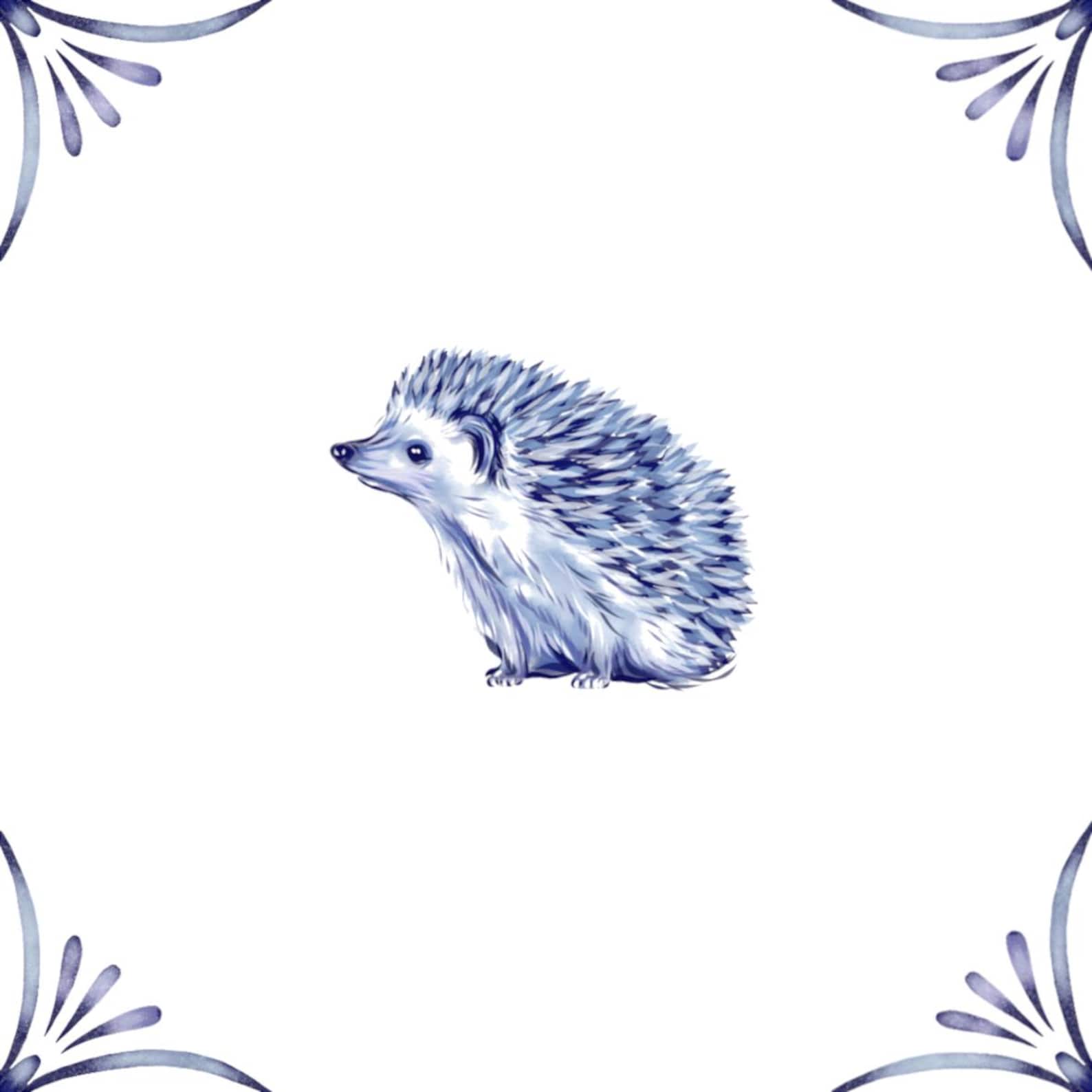 Delft Blue Ceramic Tile- Hedgehog︱bathroom Tile, Splashback, Kitchen ...