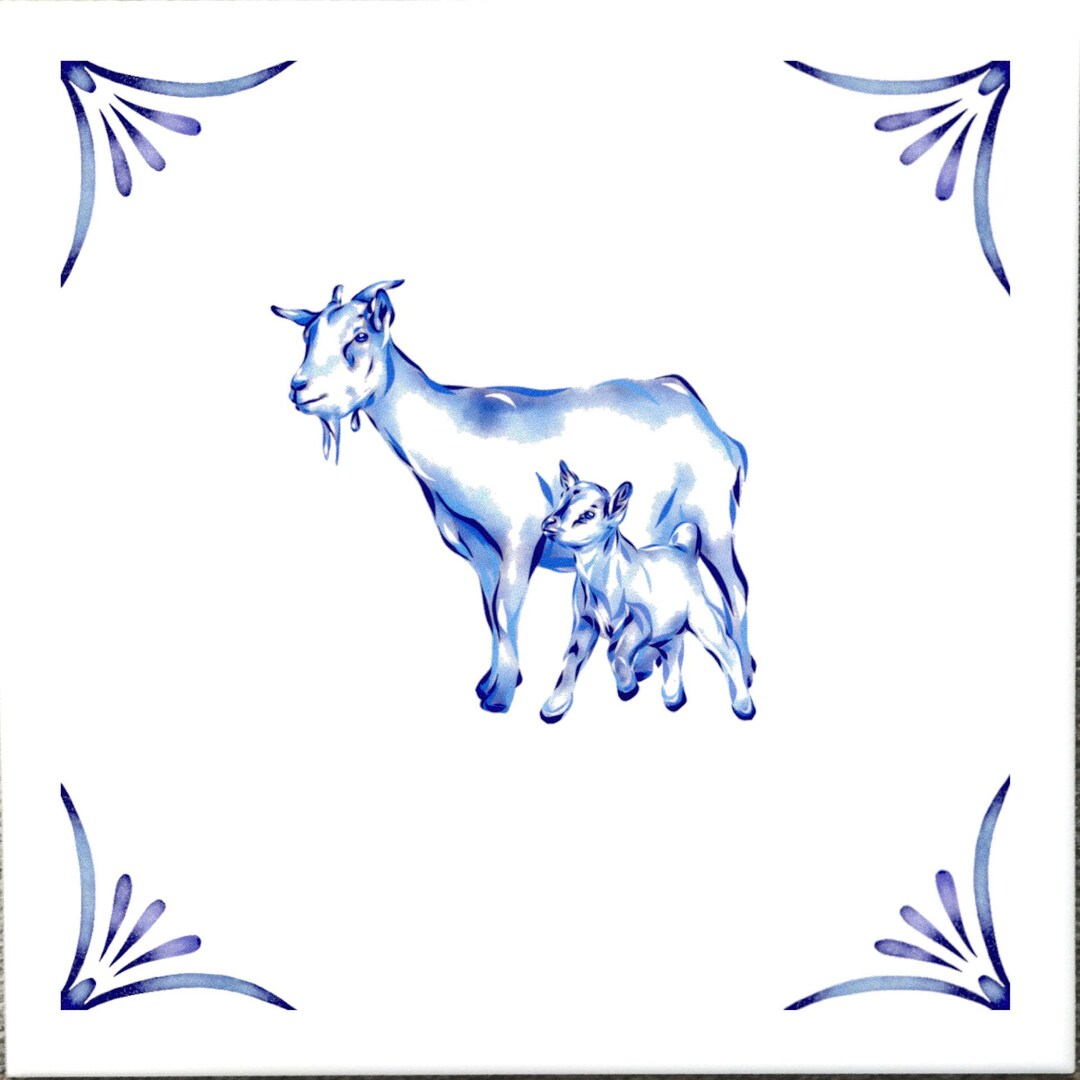 Delft Blue Ceramic Tile Goat and Kidbathroom Tile, Splashback, Kitchen ...