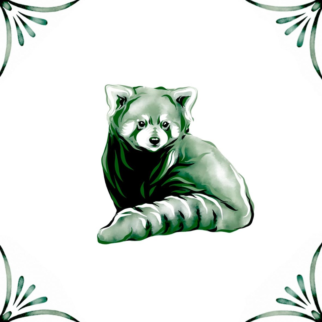 Delft Green Ceramic Tile- Red Panda︱bathroom Tile, Splashback, Kitchen ...