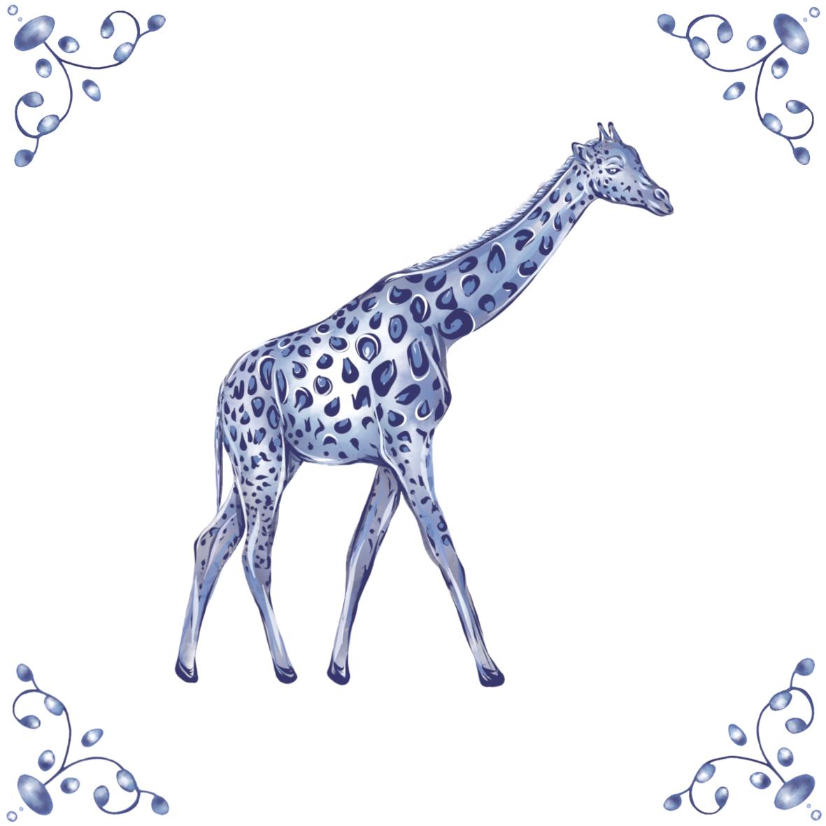 Delft Blue Ceramic Tile- Giraffe︱bathroom Tile, Splashback, Kitchen ...