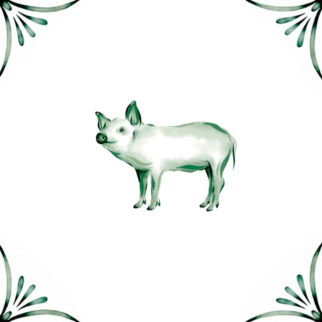 Delft Green Ceramic Tile- Pig︱bathroom Tile, Splashback, Kitchen Tiles ...
