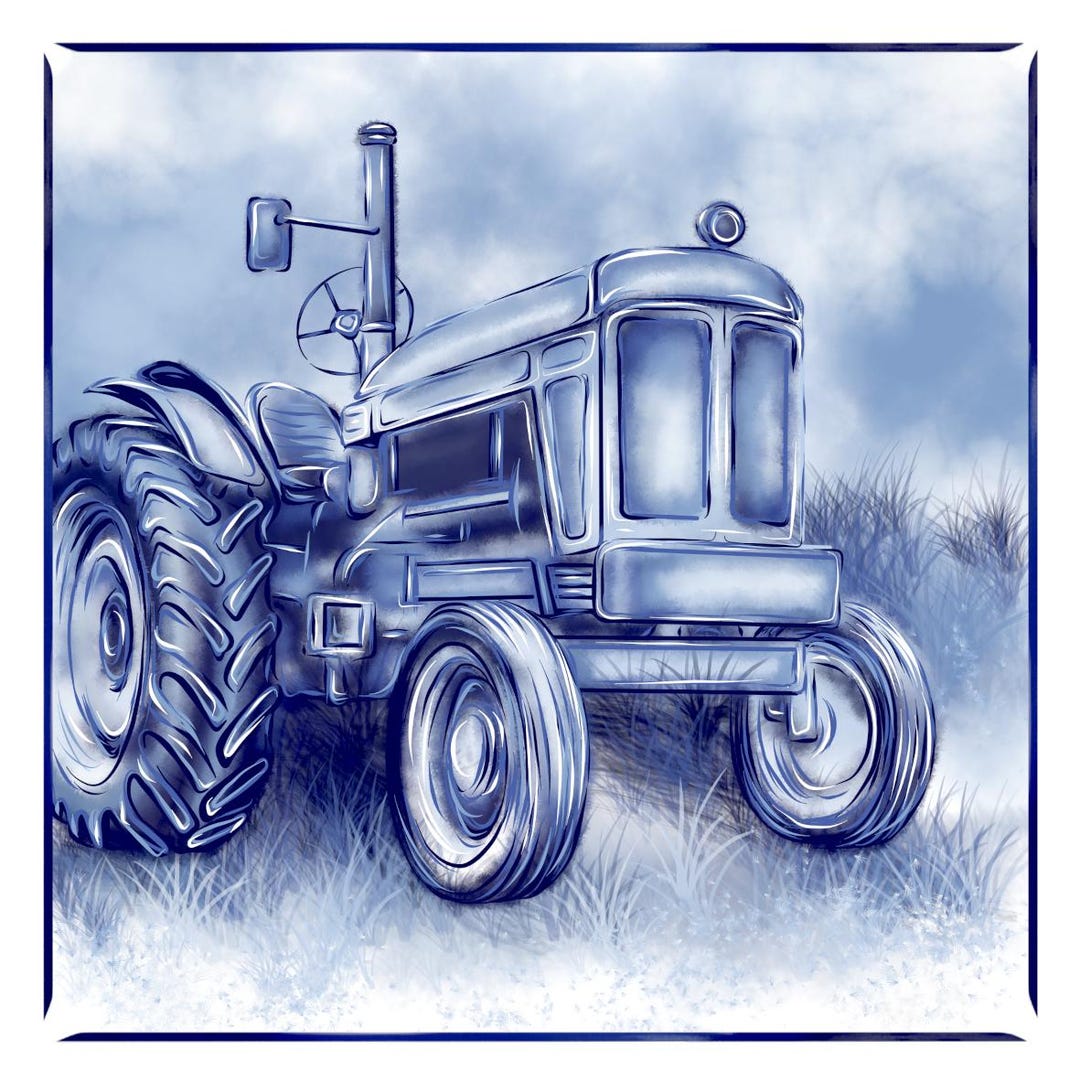 Delft Blue Ceramic Tile- Tractor Farm Scene︱bathroom Tile, Splashback ...