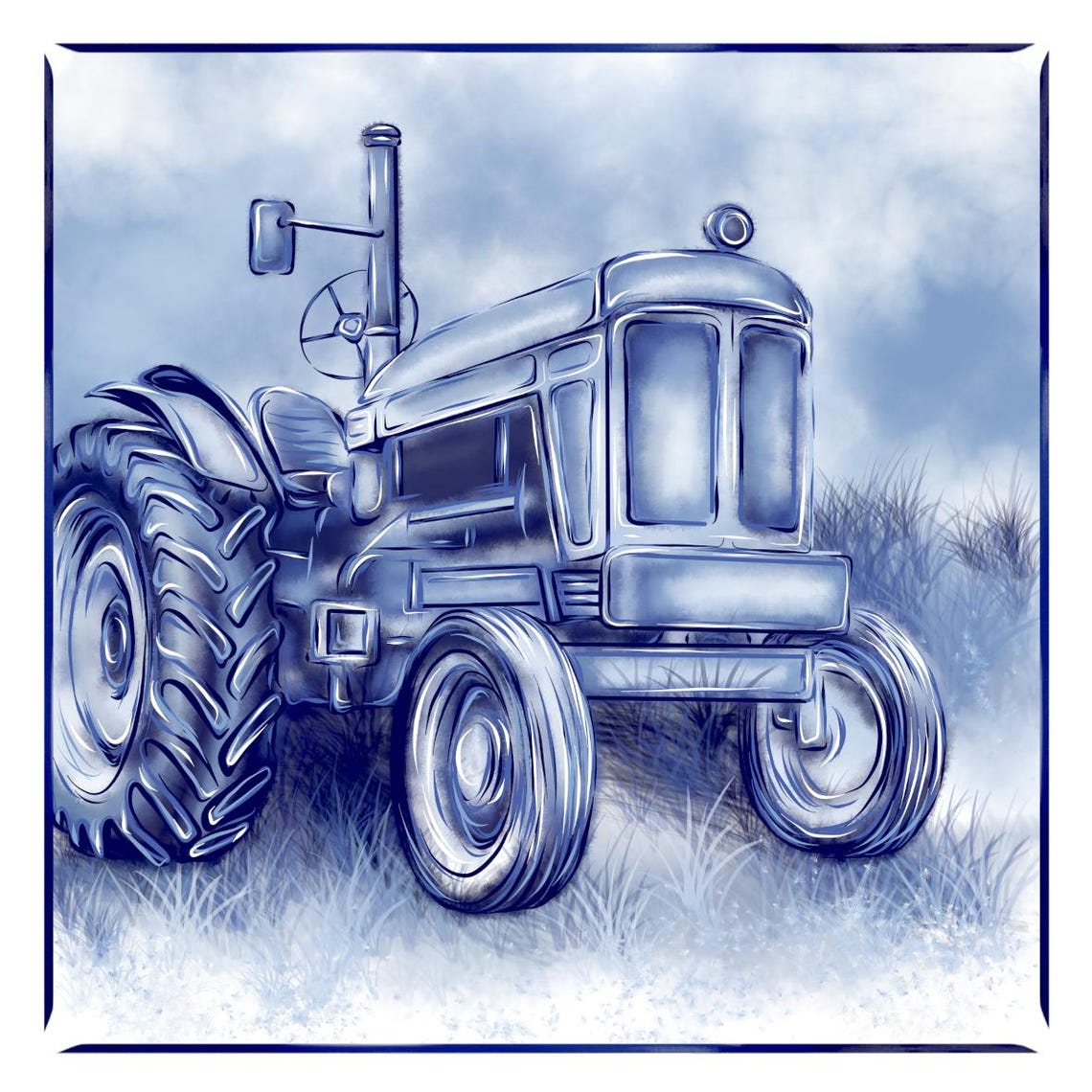 Delft Blue Ceramic Tile- Tractor Farm Scene︱bathroom Tile, Splashback ...