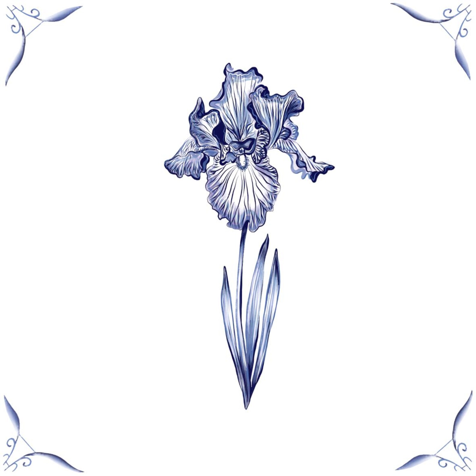 Delft Blue Ceramic Tile- Iris︱bathroom Tile, Splashback, Kitchen Tiles ...