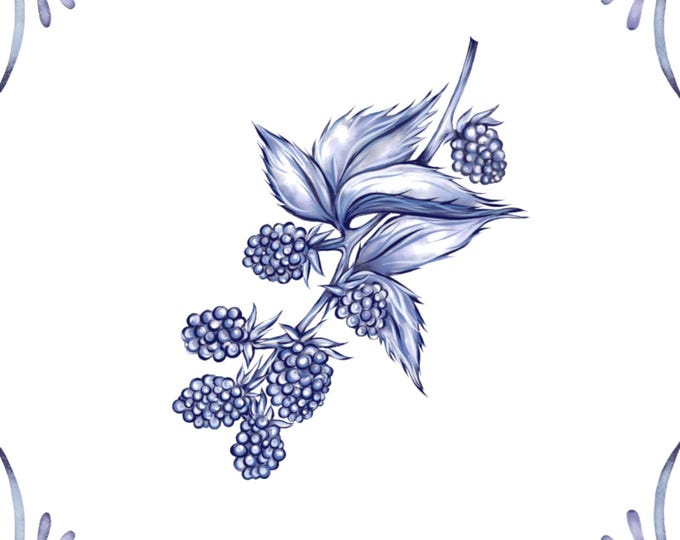 Delft Blue Ceramic Tile- Blackberry︱bathroom Tile, Splashback, Kitchen ...