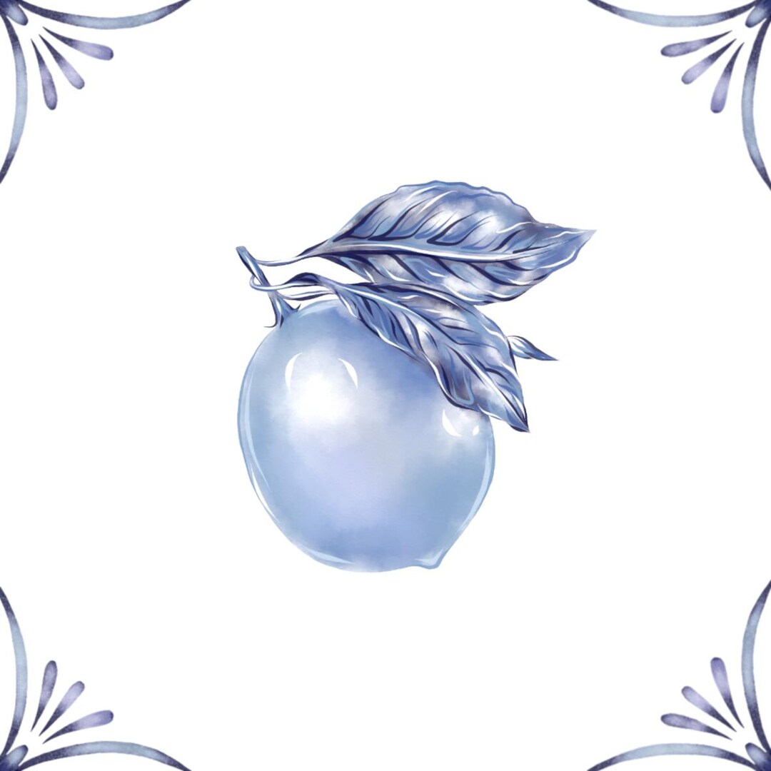 Delft Blue Ceramic Tile- Lemon︱bathroom Tile, Splashback, Kitchen Tiles ...