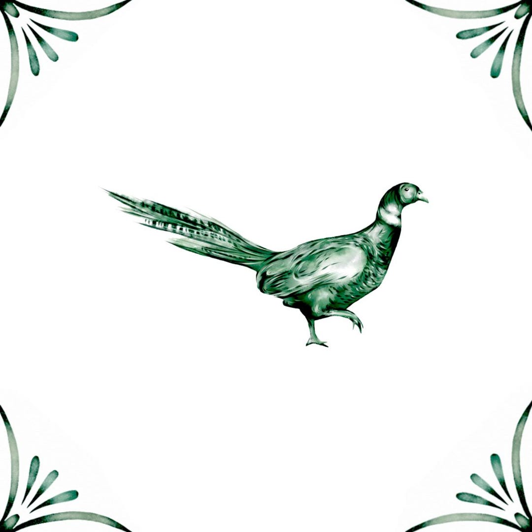 Delft Green Ceramic Tile- Pheasant︱bathroom Tile, Splashback, Kitchen ...