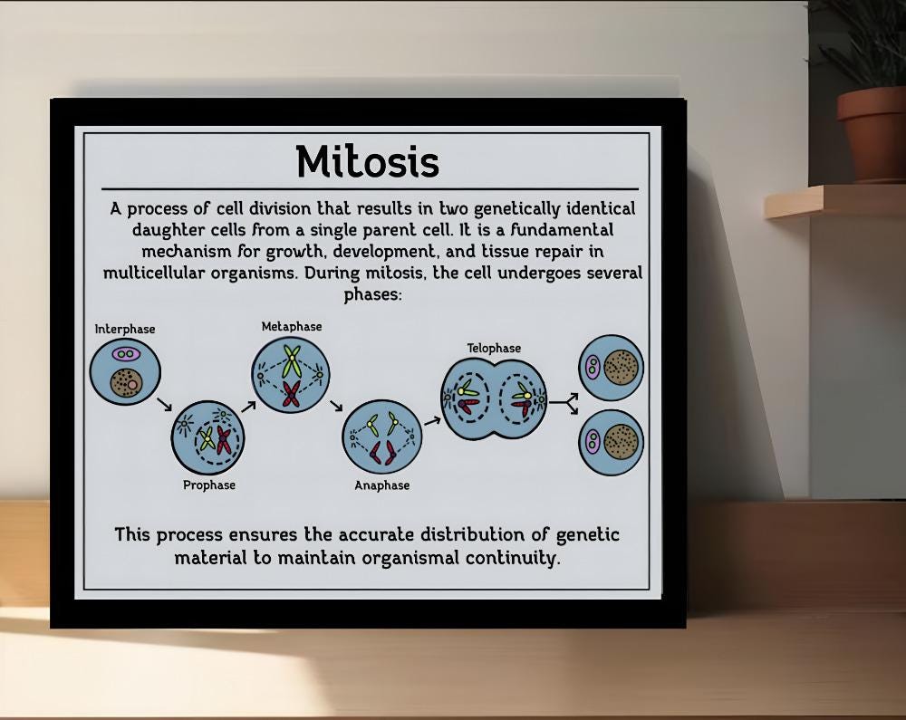 Mitosis Art Print: Educational Biology Poster (digital Download) - Etsy