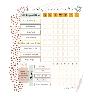 Responsibility/chore Chart for Kids - Etsy
