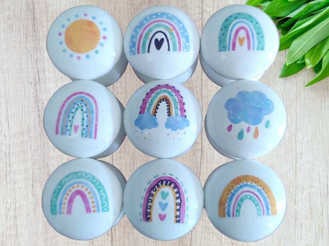 Boho Rainbow Drawer Knobs, Nursery Rainbow Decor, Girls Bedroom ...