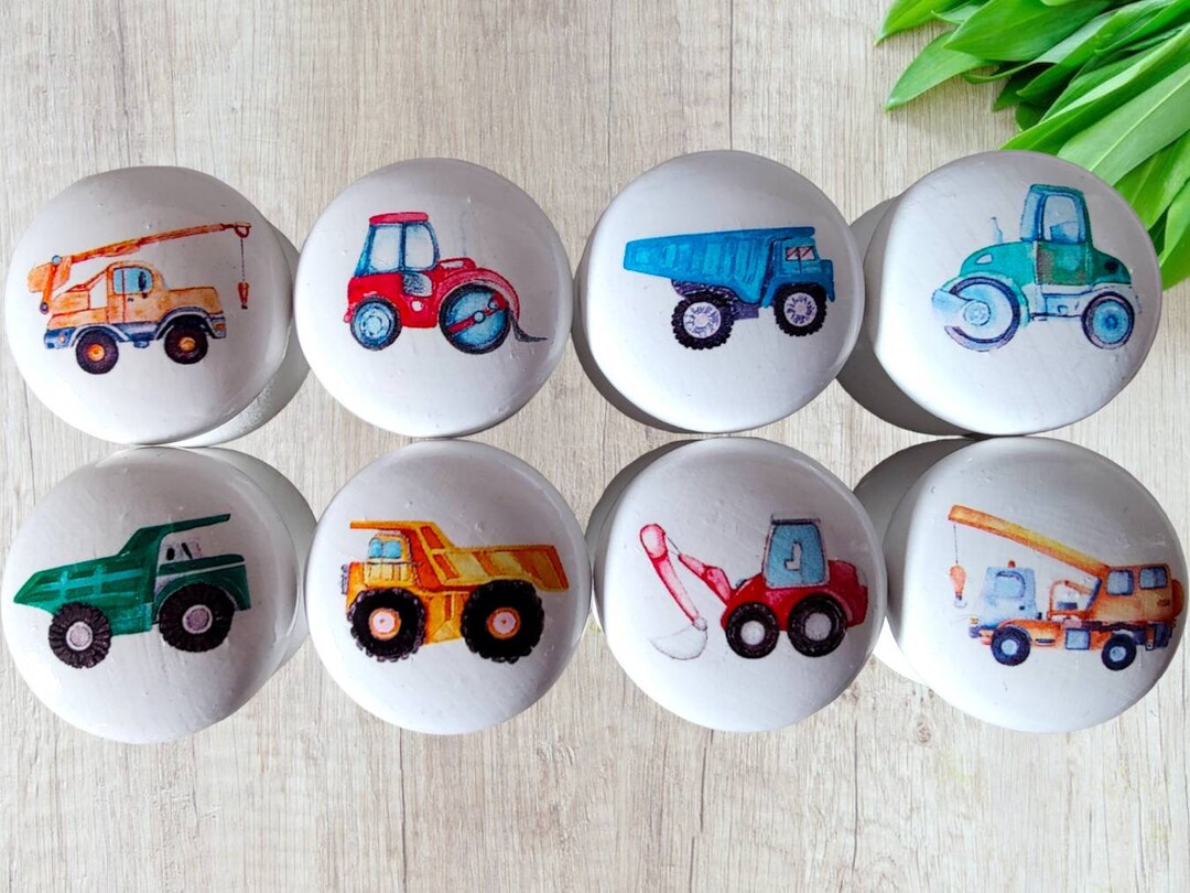 Work Vehicle Drawer Knobs, Construction Vehicles. Bedroom Décor, Furniture Drawer Knobs, Nursery ...