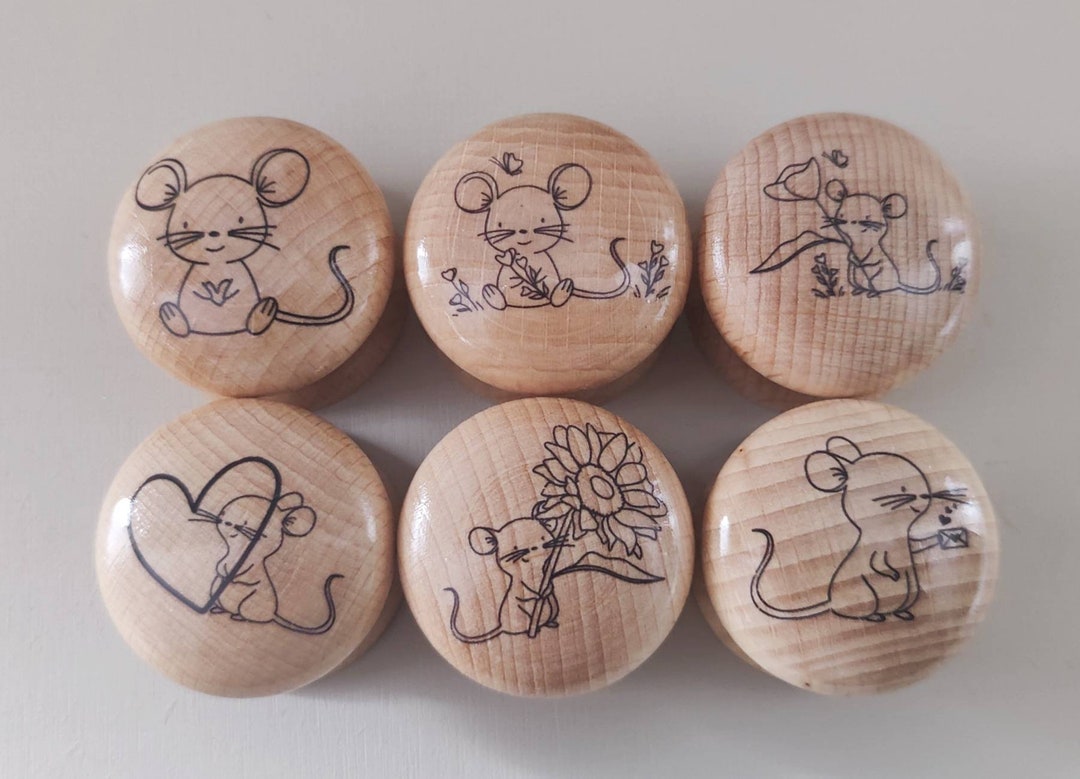 Mouse Wooden Drawer Knobs. Nursery Decor. Cute Mice/mouse Door Handles ...