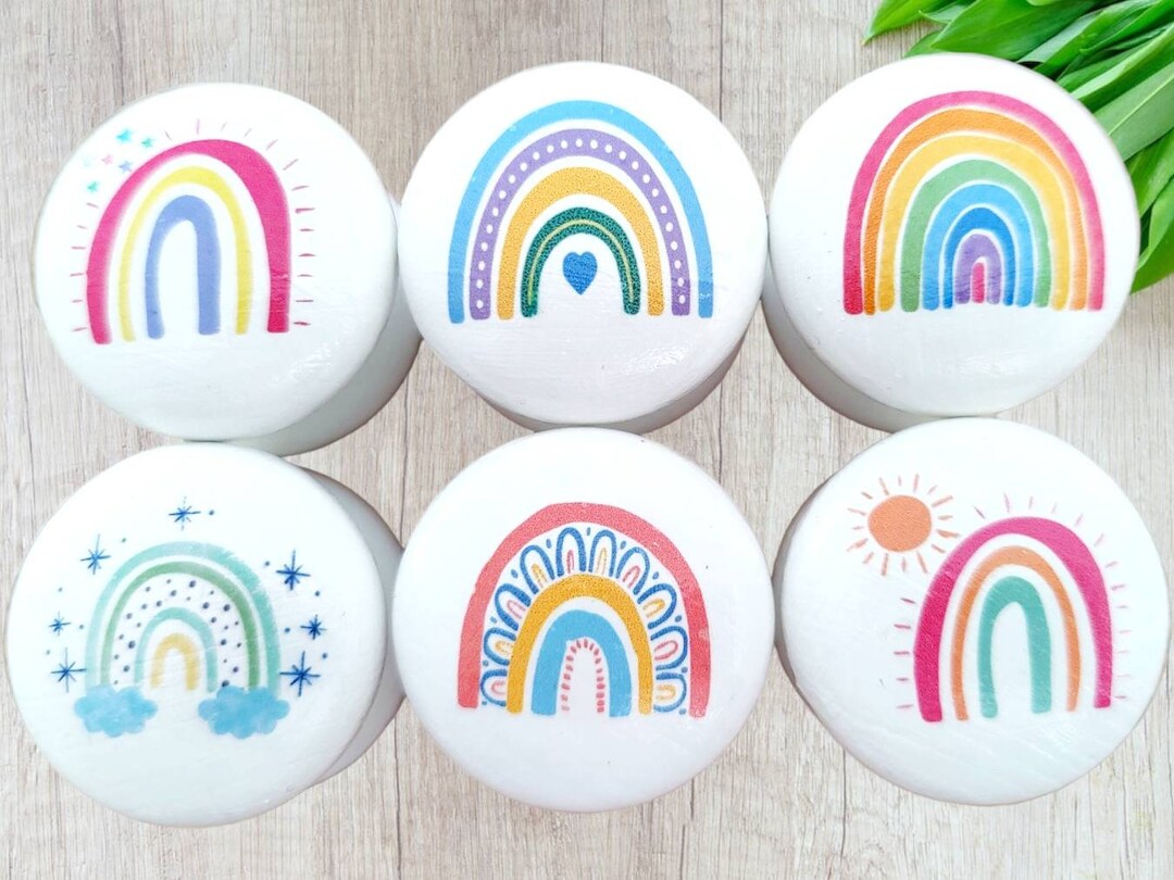 Boho Rainbow Drawer Knobs, Nursery Rainbow Decor, Girls Bedroom ...