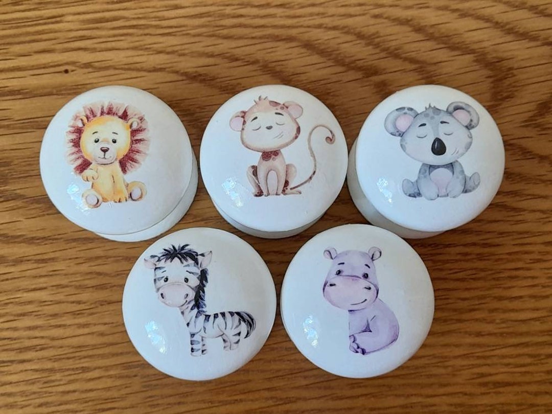 Safari Animals Drawer Knobs, Kids and Nursery Bedroom Decor, Furniture ...