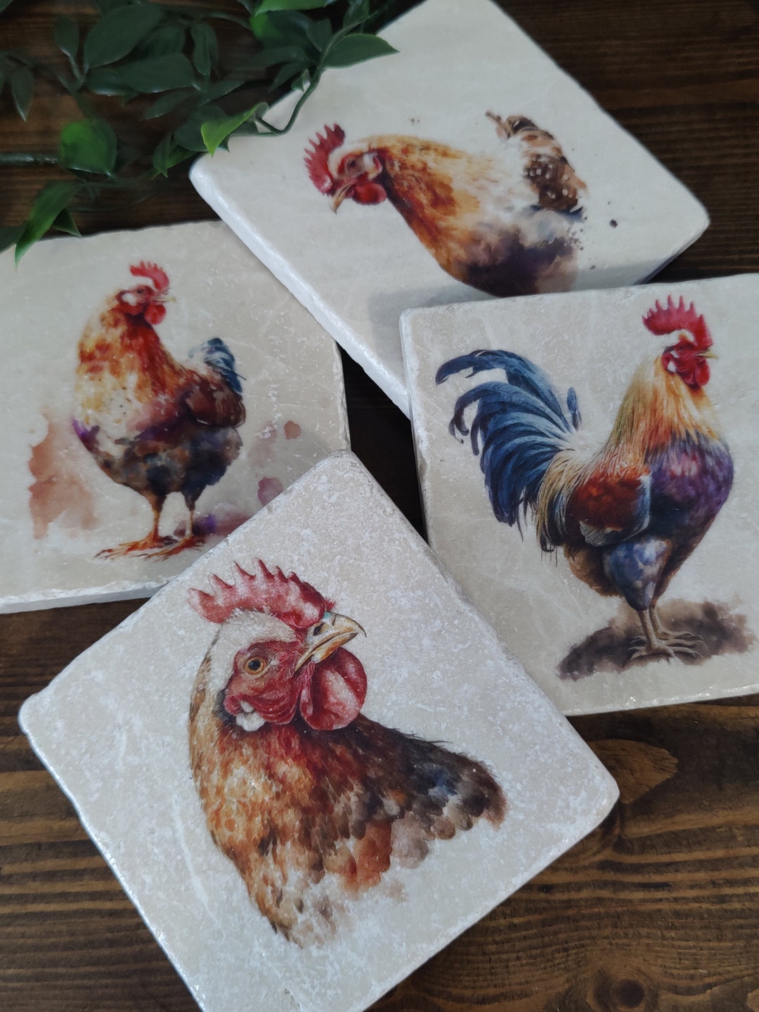 Chicken Rustic Marble Coasters, Unique Farm Gift Idea, Chicken Coasters ...