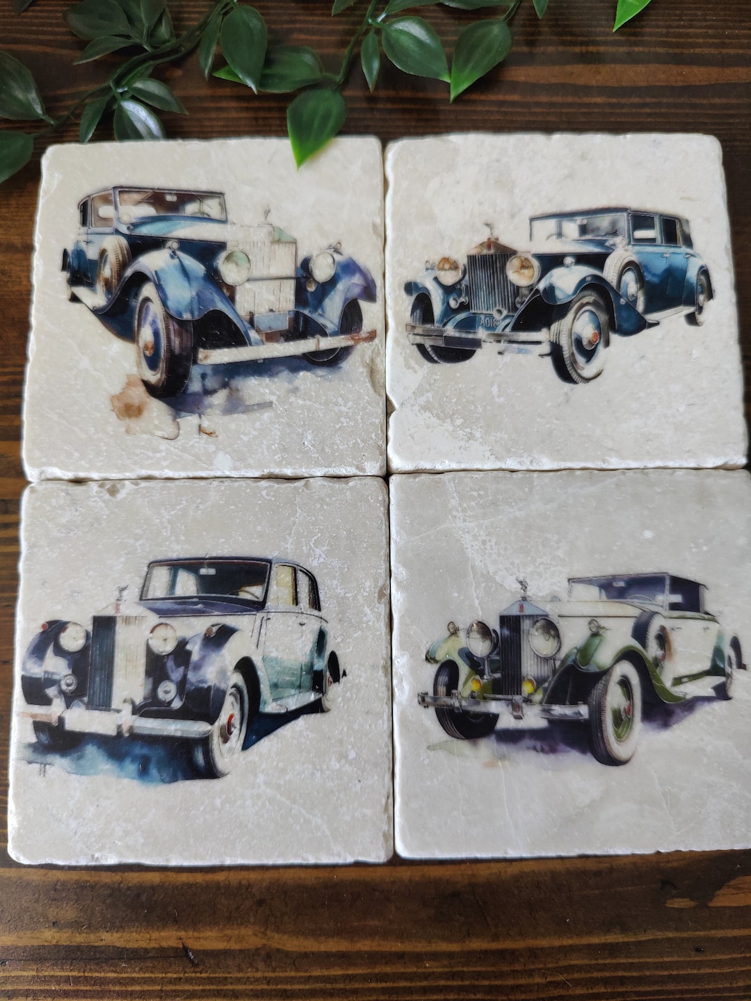 Classic Cars Marble Drinks Coasters, Car Coasters, Vintage Car Decor ...
