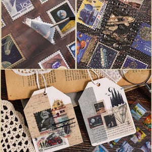 8 Sheets Retro Style Stamp Stickers for Scrapbooking Collage Journaling ...