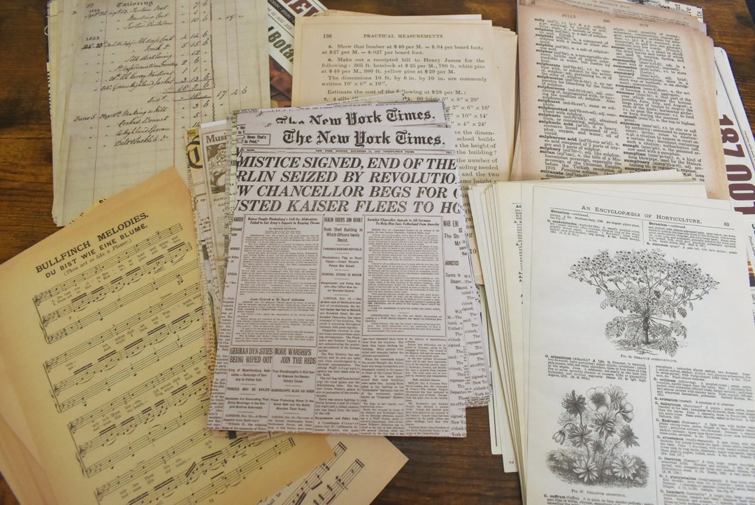 Vintage Style Book Pages, Old Book Deco Pages Reproduction Prints for ...