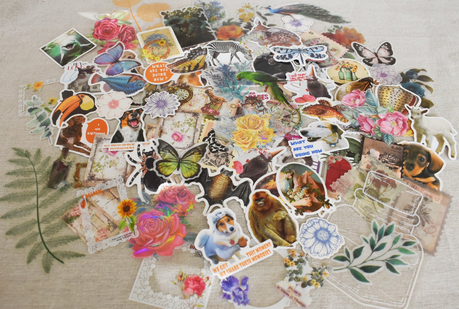 Variety of Retro Junk Journal Sticker Grab Bag, Ephemera Sticker Pack ...