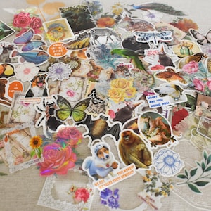 Variety of Retro Junk Journal Sticker Grab Bag, Ephemera Sticker Pack ...