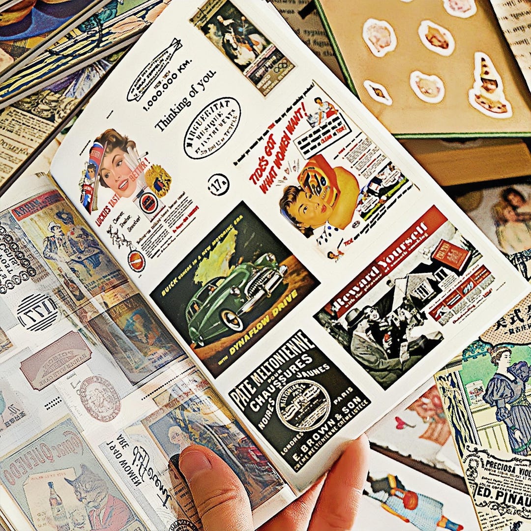 Retro Sticker Booklet – Pre-cut Stickers in Washi, PET, and Paper ...