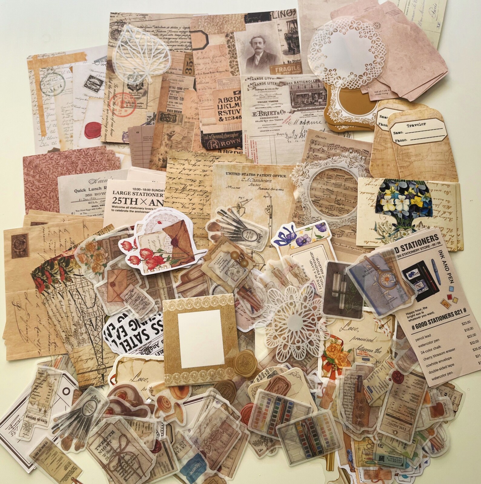 260 Pcs Retro Assorted Junk Journal Pack, Vintage Artistic Style ...